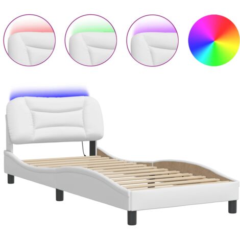 Cadre de lit avec LED sans matelas blanc 90x200 cm - Lit Plateforme ...