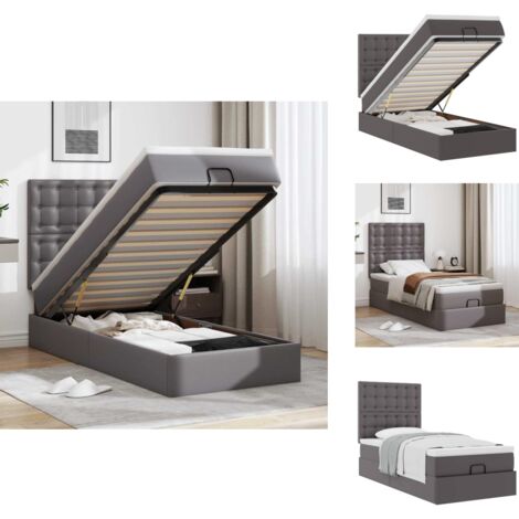 Lit ottoman avec matelas gris 90x190 cm similicuir - Lit Ottoman - Lits ...