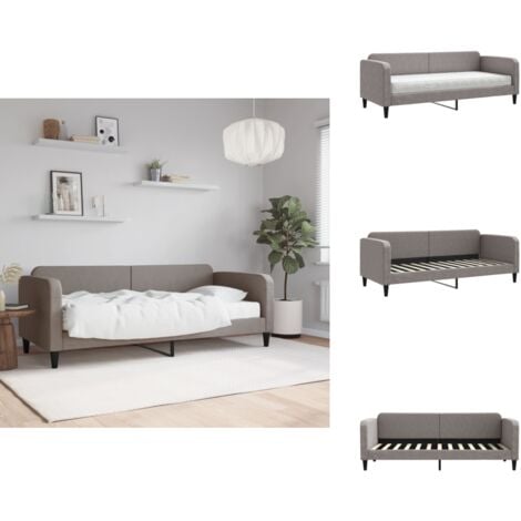 Lit de jour avec matelas taupe 80x200 cm tissu - Canapé Convertible ...