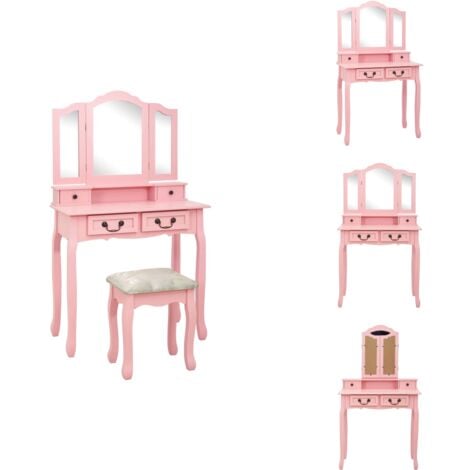 Ensemble de coiffeuse avec tabouret Rose 80x69x141 cm Paulownia ...