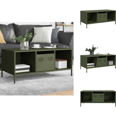 Table basse vert olive 101,5x50x43,5 cm acier laminé à froid - Table ...