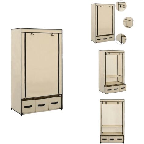 Garde-robe Crème 87 x 49 x 159 cm Tissu - Armoire Pliante - Armoire ...