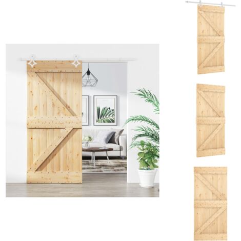 Porte coulissante et kit de quincaillerie 95x210 cm pin massif - Portes ...