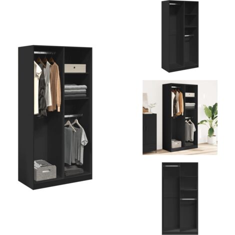 Garde-robe Noir 100x50x200 cm Aggloméré - Garde-robe - Garde-robes ...
