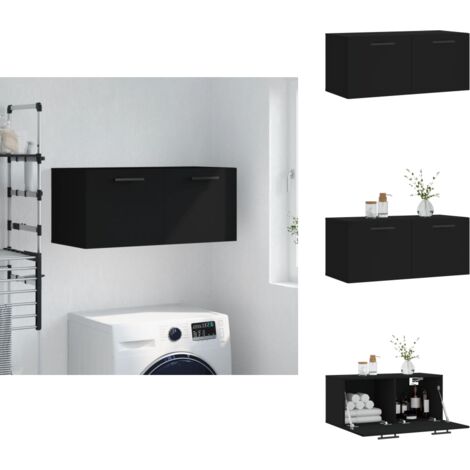 Armoire murale noir 80x36,5x35 cm bois d'ingénierie - Armoire Murale ...