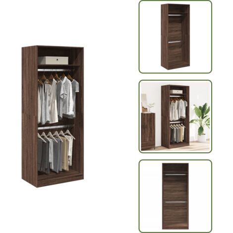 Garde-robe chêne marron 80x50x200 cm bois d'ingénierie - Garde-robe ...