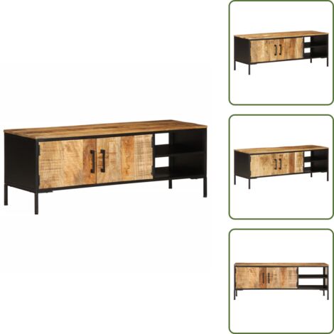 Meuble TV 110x35x40 cm bois massif de manguier brut - Meuble TV ...