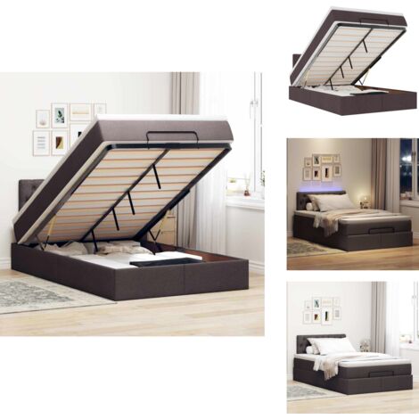 Lit ottoman avec matelas marron foncé 120x200 cm tissu - Lit Ottoman ...