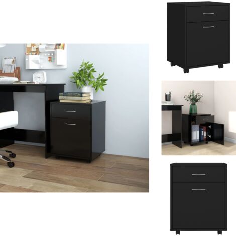 Armoire à roulettes Noir 45x38x54 cm Bois d’ingénierie - Meuble De ...
