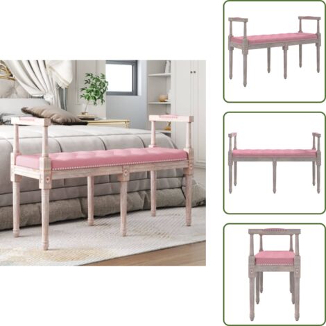 Banc Rose 110x40x70 cm Velours - Banc Entrée - Banc Velours - Banc Rose ...