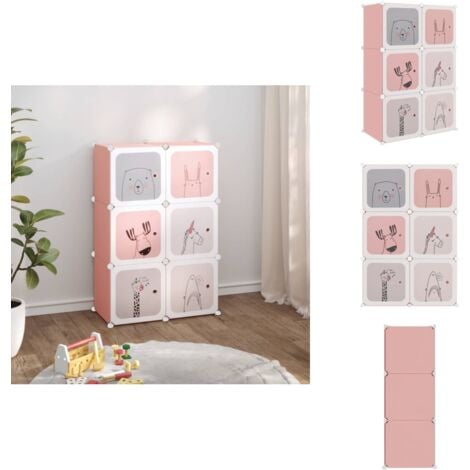 Armoire de rangement pour enfants avec 6 cubes Rose PP - Meuble Enfant ...