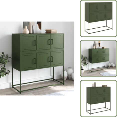 Buffet vert olive 100,5x39x107 cm acier - Buffet Design - Meuble ...