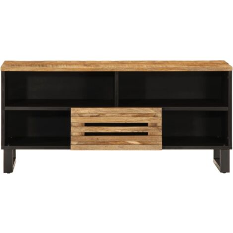 Meuble TV 100x34x46 cm bois massif de manguier brut - Meuble TV ...