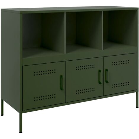 Buffet vert olive 100,5x39x79 cm acier - Buffet Industriel - Meuble ...