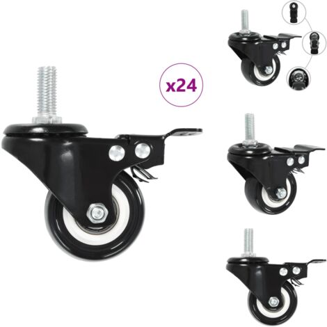 Roulettes pivotantes avec freins 24 pcs 50 mm - Roulette Pivotante ...