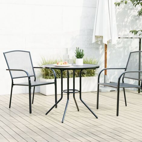Table de patio ronde anthracite acier enduit de poudre - Table De ...