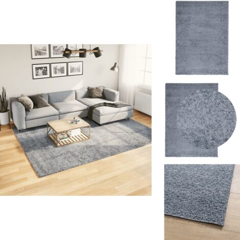Tapis shaggy PAMPLONA poils longs moderne bleu 200x280 cm - Tapis Shag - Tapis Long Poil - Tapis ...