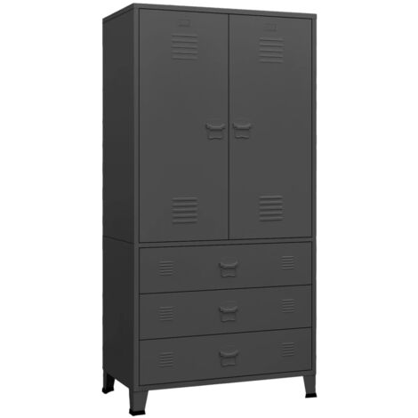 Garde-robe industrielle Anthracite 90x50x180 cm Métal - Armoire ...