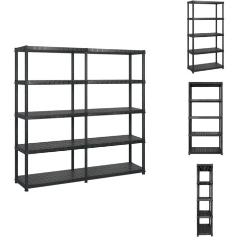 Étagère de rangement noire à 5 niveaux en plastique 183x45x185 cm ...
