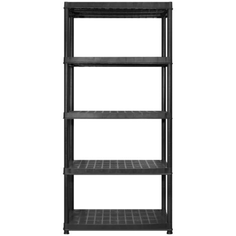 Étagère de rangement noire à 5 niveaux en plastique 183x45x185 cm ...