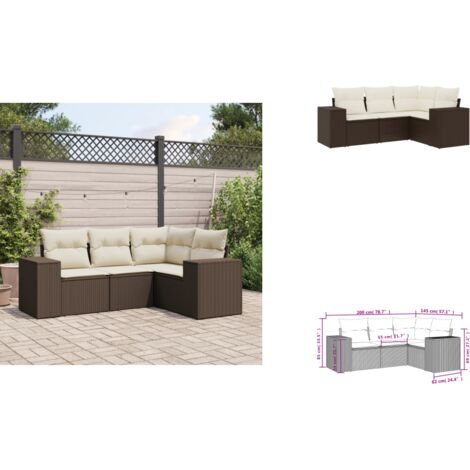 Ensemble de canapes de jardin 4 places resine tressee marron cosy ...