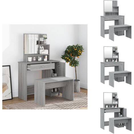 Ensemble de coiffeuse Sonoma gris 86,5x35x136 cm - Table De Maquillage ...