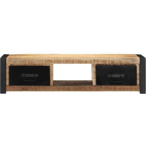 Meuble TV 100x30x25 cm bois massif de manguier brut - Meuble TV ...