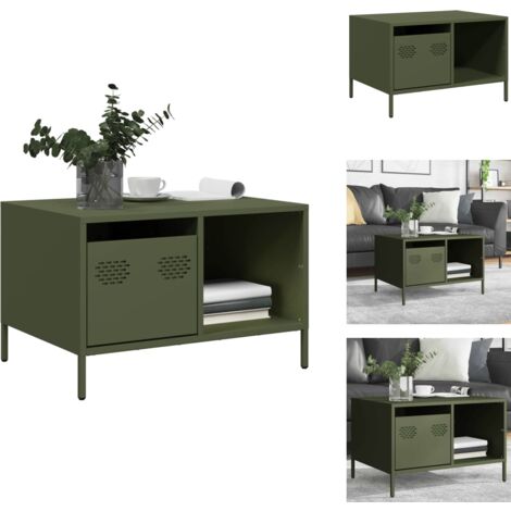 Table basse vert olive 68,5x50x43,5 cm acier laminé à froid - Table ...