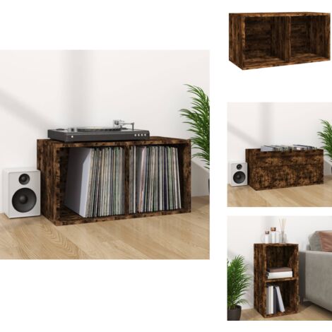 Boîte de rangement à disques vinyle Chêne fumé 71x34x36 cm Bois - Boîte ...