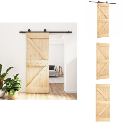 Porte coulissante et kit de quincaillerie 85x210 cm pin massif - Portes ...