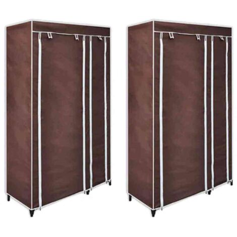 Garde-robe en tissu 2 pcs Marron - Armoire Pliant - Garde Robe Textile ...