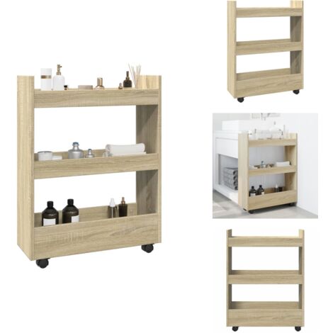 Chariot de rangement étroit 3 niveaux chêne sonoma - Chariot De ...