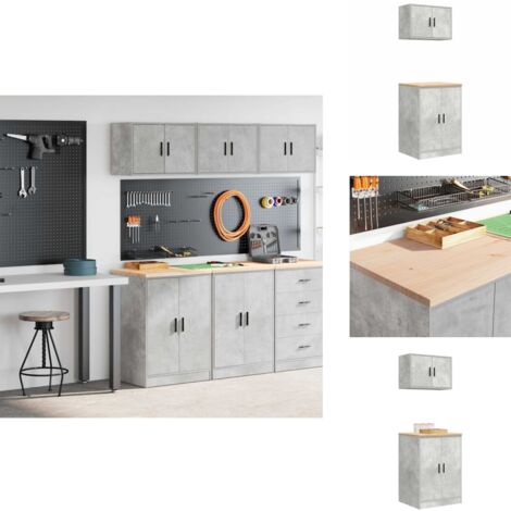 Armoires de garage 2 pcs gris béton bois d'ingénierie - Armoire De ...