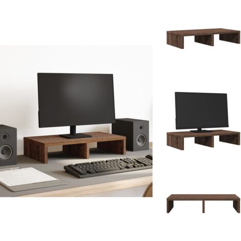 Support de moniteur chêne marron 50x27x10 cm bois d'ingénierie ...