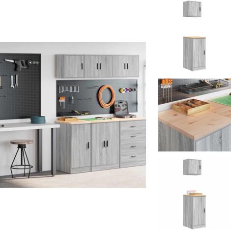 Armoires de garage 2 pcs sonoma gris bois d'ingénierie - Armoire De ...