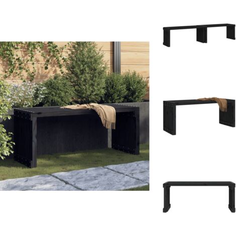 Banc de jardin extensible noir 212,5x40,5x45 cm bois massif pin - Banc ...