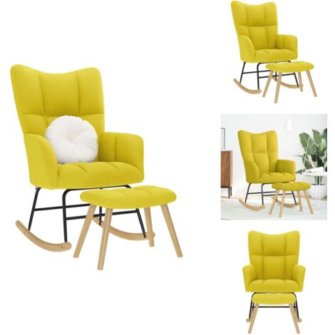 Chaise à bascule avec repose-pied jaune clair tissu - Chaise À Bascule ...