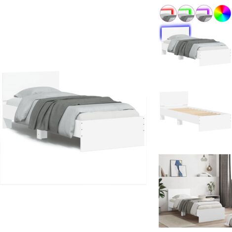 Cadre de lit sans matelas avec lumières LED blanc 75x190 cm - Lit ...