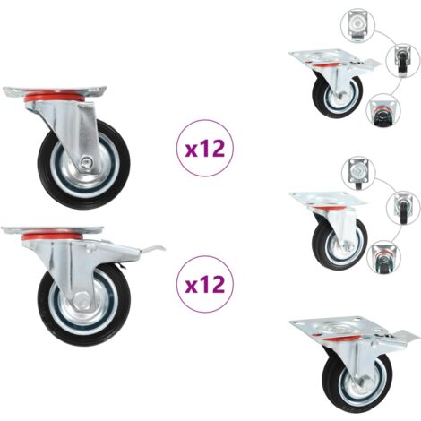 24 pcs Roulettes pivotantes 75 mm - Roulette Pivotante - Roulettes ...