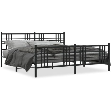 Lit double en métal noir 183x213 cm structure de lit moderne chic ...