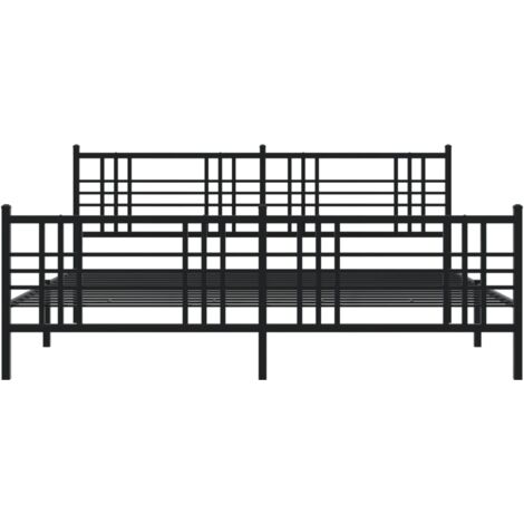Lit double en métal noir 183x213 cm structure de lit moderne chic ...