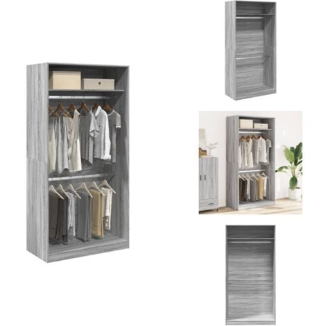 Garde-robe sonoma gris 100x50x200 cm bois d'ingénierie - Garde-robe ...