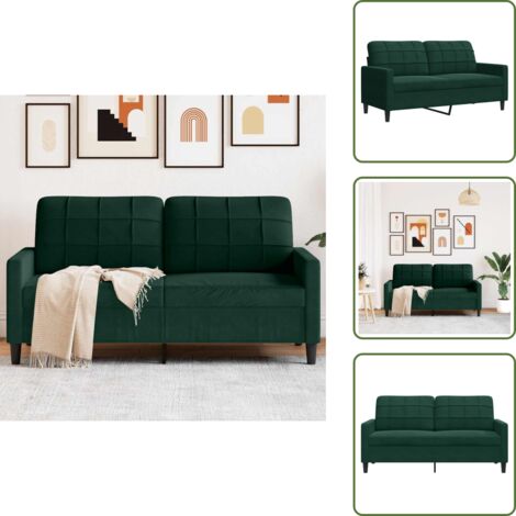Canapé à 2 places Vert foncé 140 cm Velours - Canapé Deux Places ...