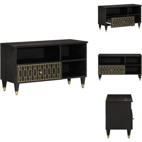 Meuble TV 80x33x46 cm bois massif de manguier - Meuble Tv - Meuble ...