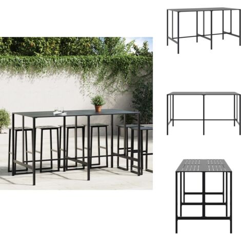 Table de bar noir 200x100x110 cm acier enduit de poudre - Table De Bar ...