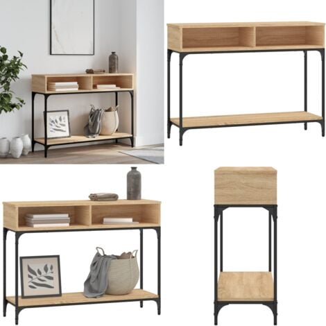 Table console chêne sonoma 100x30,5x75 cm bois d'ingénierie - Table ...