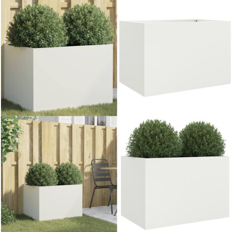 Jardinière blanc 62x47x46 cm acier - Jardinier - Pot De Fleurs - Balcon ...