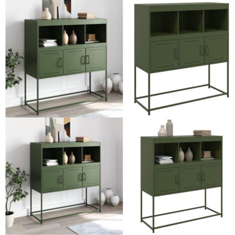 Buffet vert olive 100,5x39x107 cm acier - Buffet Design - Meuble ...