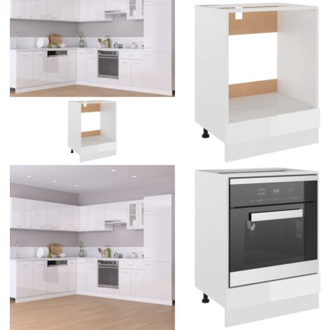 Armoire à four Blanc brillant 60x46x81,5 cm Bois d’ingénierie - Armoire ...