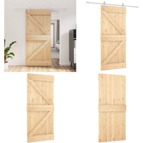 Porte coulissante et kit de quincaillerie 95x210 cm pin massif - Portes ...